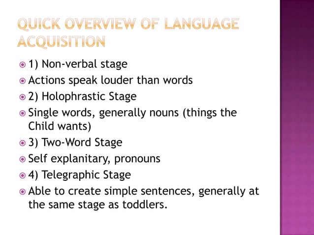 Child language acquisition and the subsystems | PPTX