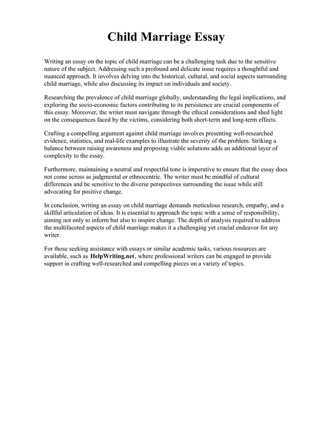 Child Marriage Essay.pdf | Parenting Children Aged 4-11 | Parenting