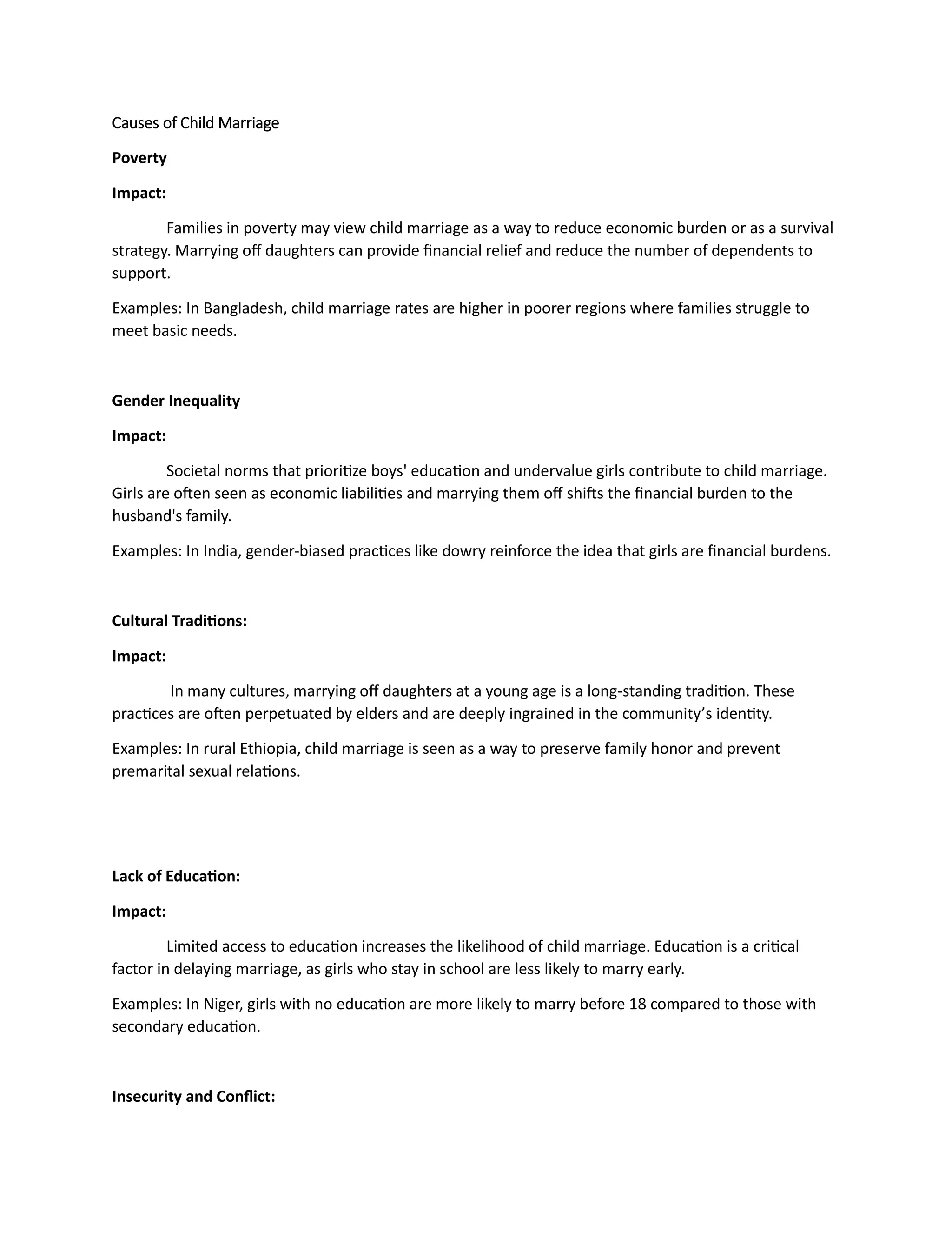 Child Marriage report causes and effects | PDF