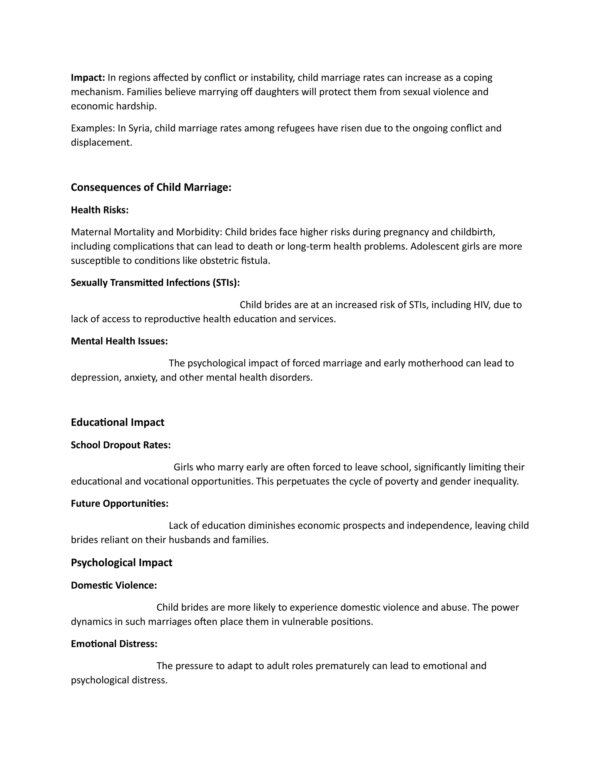 Child Marriage report causes and effects | PDF