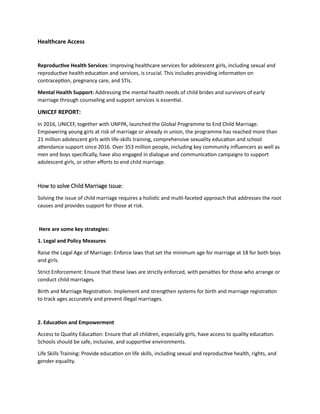 Child Marriage report causes and effects | PDF