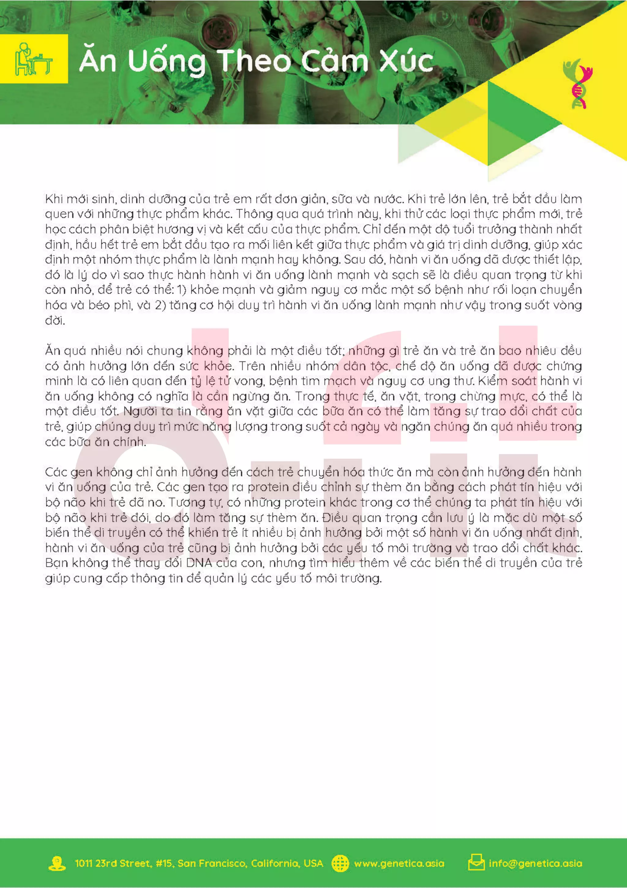 Báo cáo dinh dưỡng Trẻ em (Nutrition) | PDF