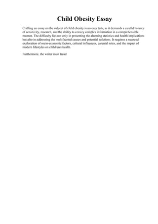 Child Obesity Essay.pdfChild Obesity Essay | PDF