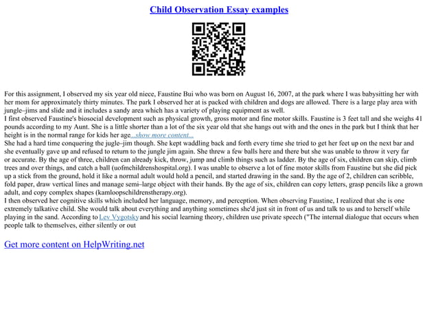 Child Observation Essay Examples | PDF