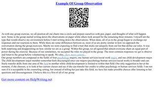 Child Observation Essay Examples | PDF