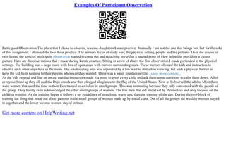 Child Observation Essay Examples | PDF
