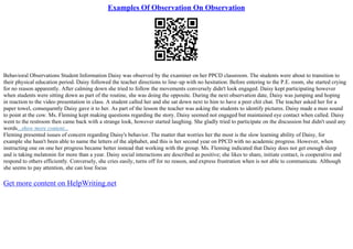 Child Observation Essay Examples | PDF