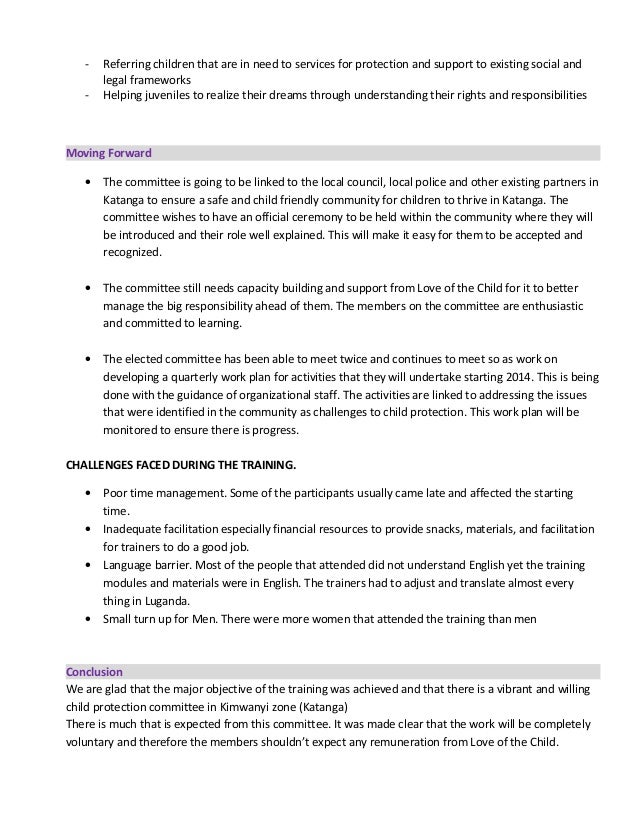 Child protection training report