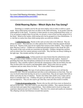 Learn the Best Child Child Rearing Techniques! | PDF