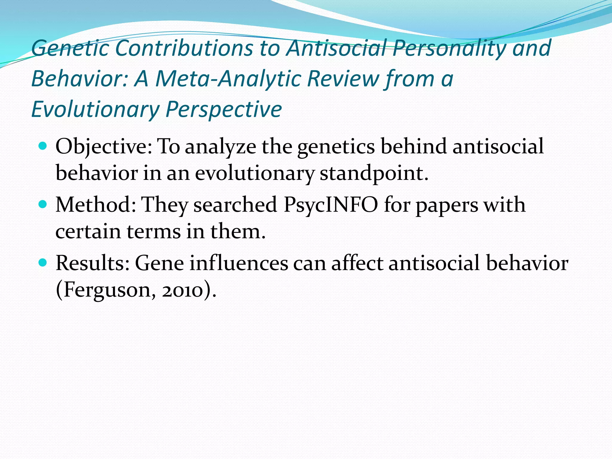 Children and antisocial personality disorder | PPT