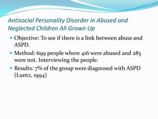 Children and antisocial personality disorder | PPT