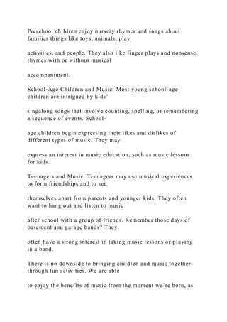 CHILDREN AND MUSIC BENEFITS OF MUSIC IN CHILD DEVELOPMENT | DOCX