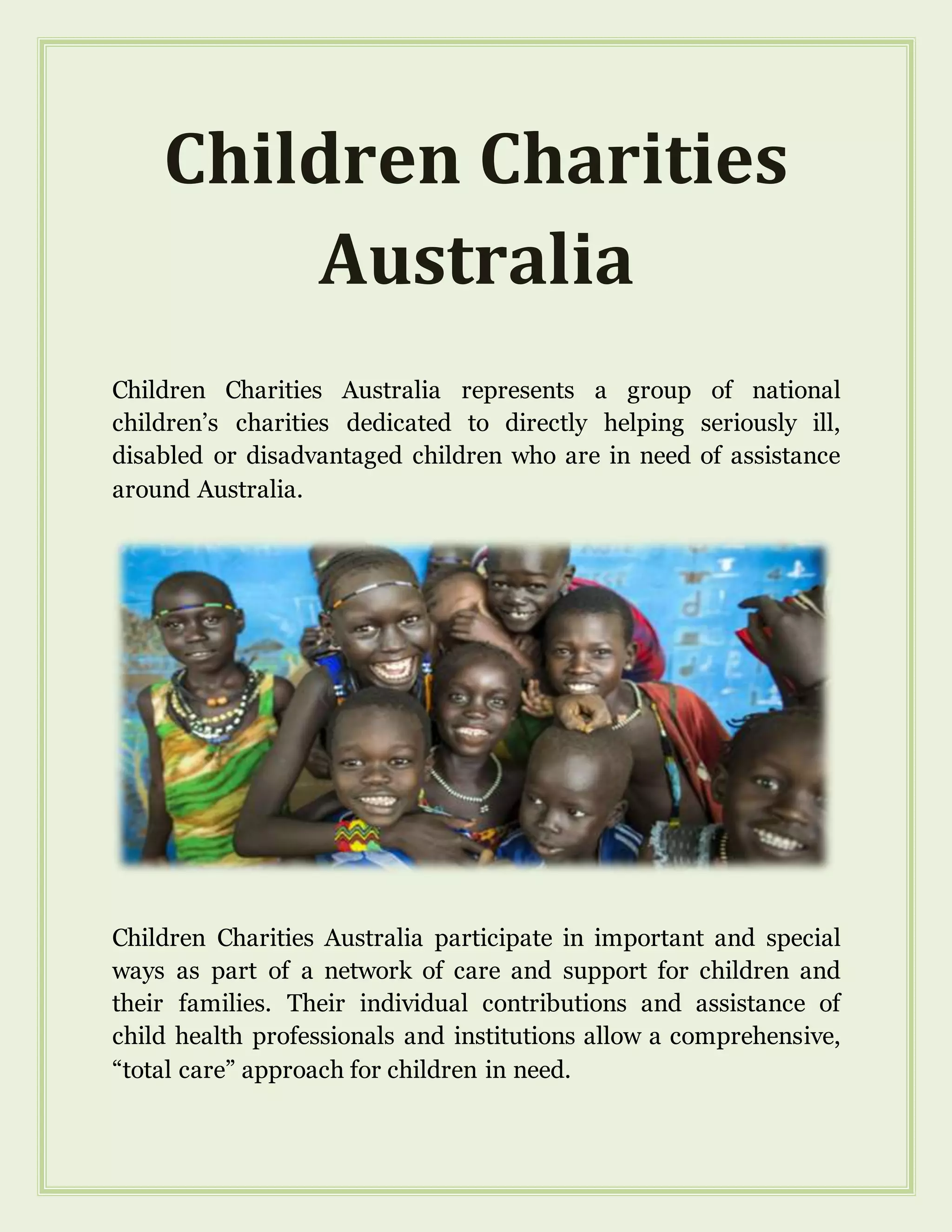 Children charities australia | DOCX | Adoption and Fostering | Parenting