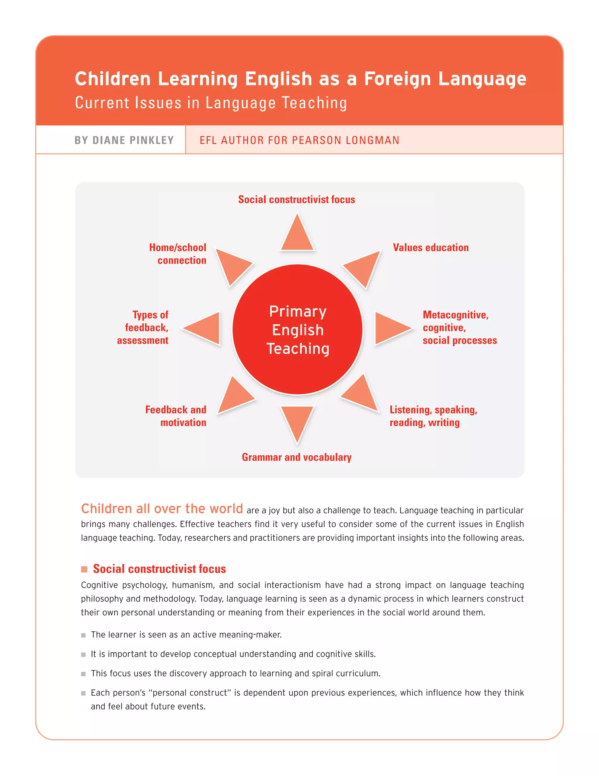 Children learning english as a foreign language - Current Issues | PDF