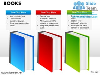 Children reading books open stacked alphabets powerpoint ppt slides. | PPT
