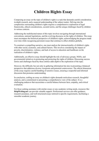 Children Rights Essay. University of Nevada, Reno | PDF | Free Download
