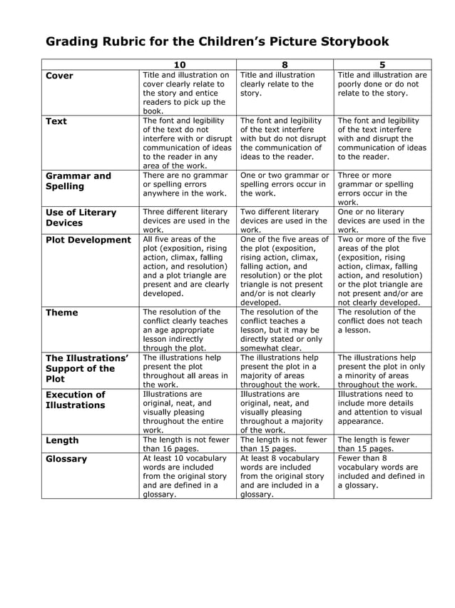 Children's Picture Storybook Assignment | PDF