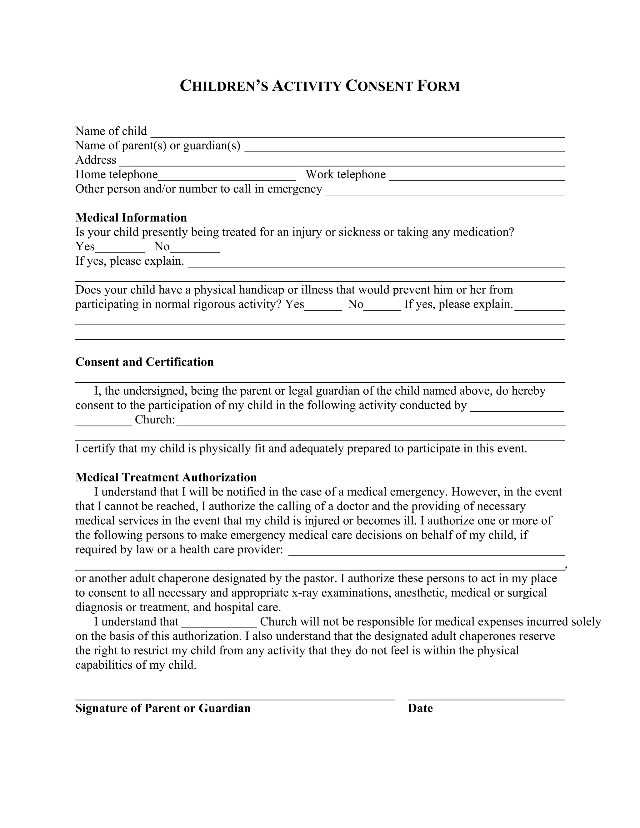 Childrens activity consent | PDF | First Aid | Injuries