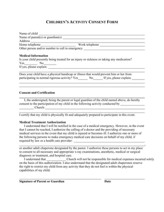 Childrens activity consent | PDF
