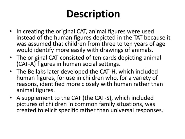 Children's apperception test | PPT | Cats | Pets