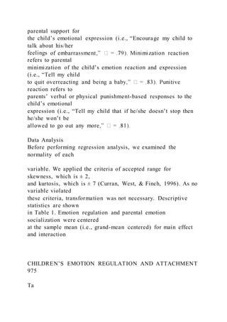 CHILDREN’S EMOTION REGULATION AND ATTACHMENT TO PARENTS PAR | DOCX