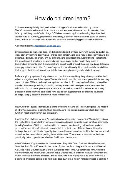 How Do Children Learn? | PDF