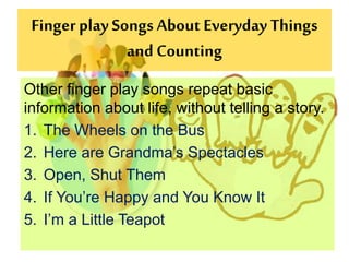 Children's Literature: Pantomime & Finger Play | PPT