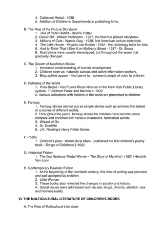 Childrens Literature History Outline | PDF