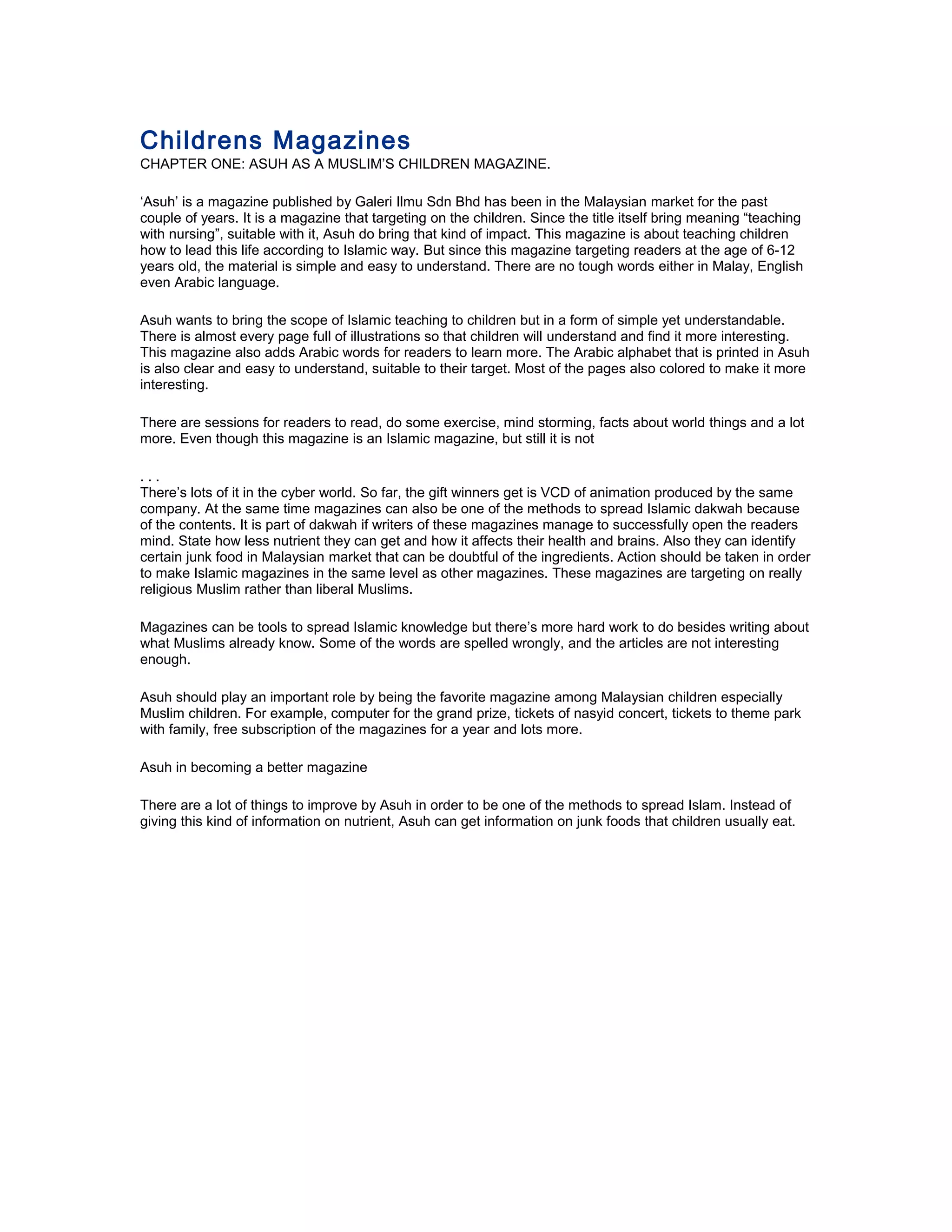 Childrens magazines | DOC