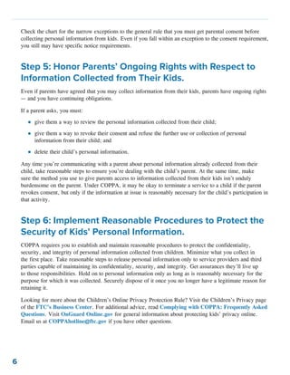 Children’s Online Privacy Protection Rule- A Six-Step Compliance Plan ...
