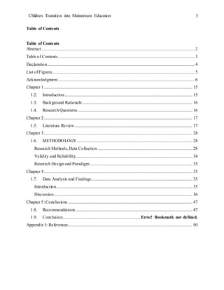 Children transition to mainstream education | DOCX