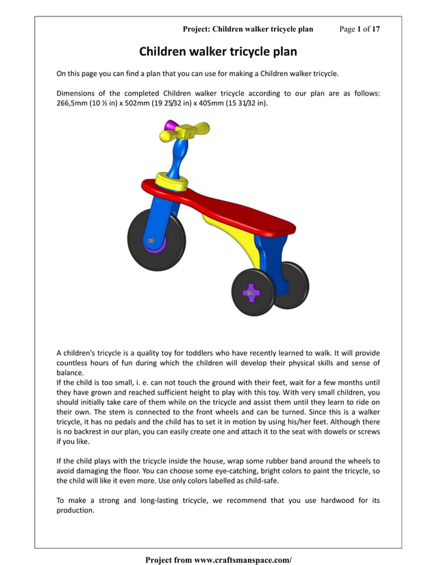 Children walker tricycle plan | PDF