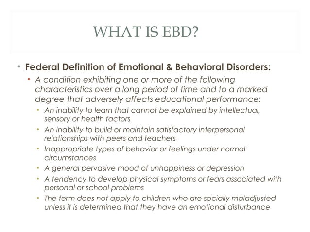Children With Emotional & Behavioral Disorders | PPT