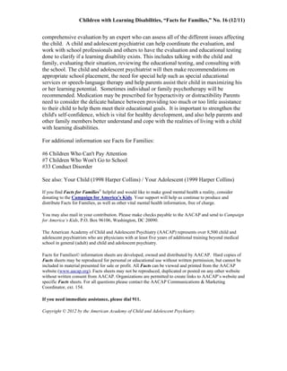 Children with learning_disabilities_aacap | PDF | Special Needs Kids ...