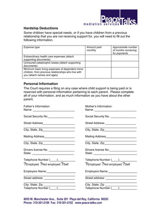 Child Residency and Support Information Worksheet | PDF | Adoption and ...