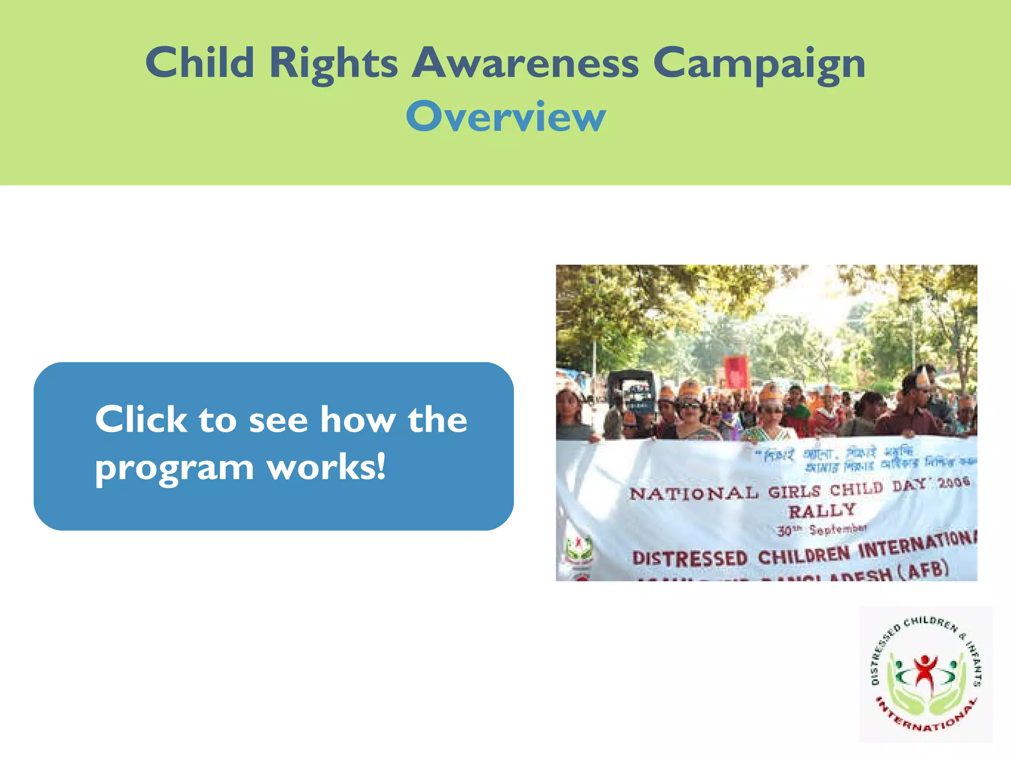 Child Rights Awareness Campaign Program Overview | PPT | Parenting ...