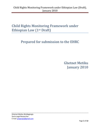 Child rights monitoring and enforcement mechanisms under ethiopian law ...