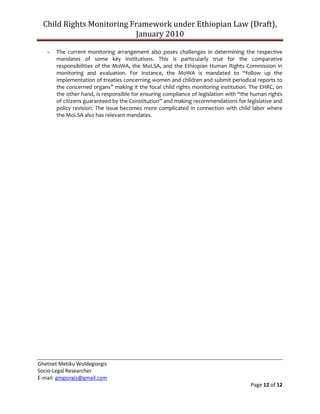 Child rights monitoring and enforcement mechanisms under ethiopian law ...