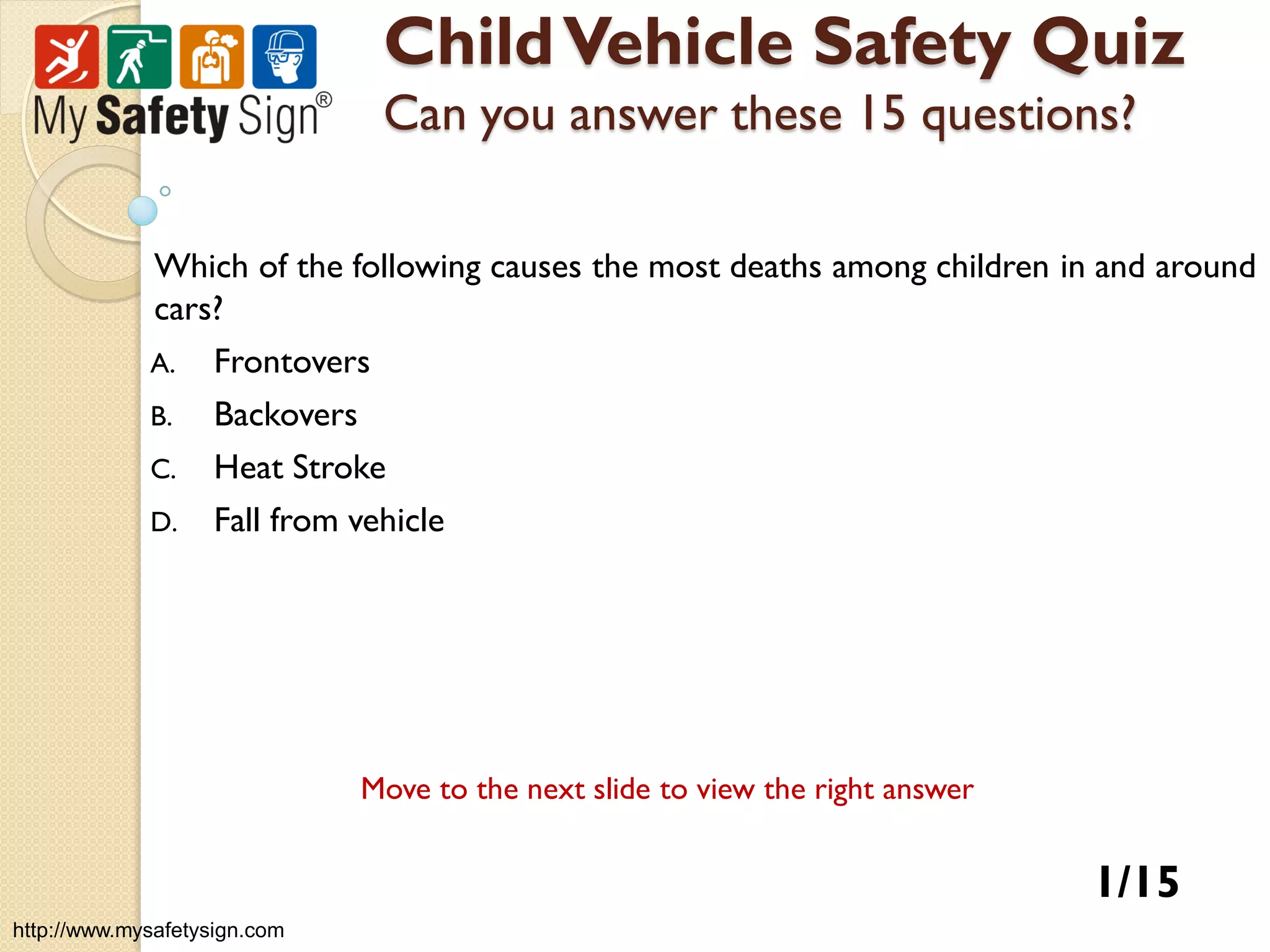 Child Vehicle Safety Quiz | PDF