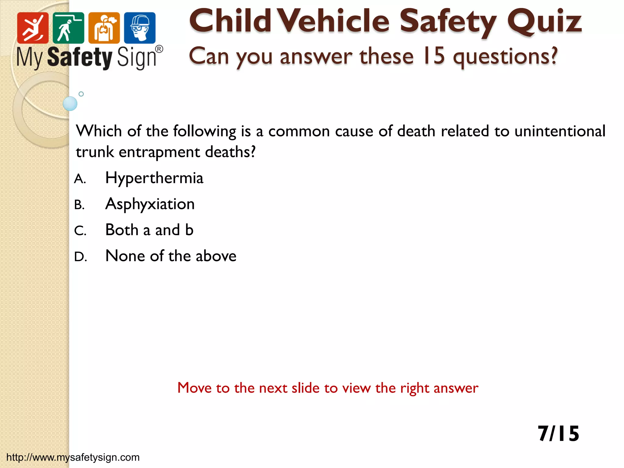 Child Vehicle Safety Quiz | PDF