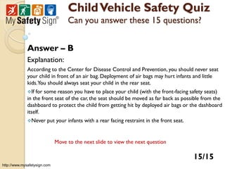 Child Vehicle Safety Quiz | PDF