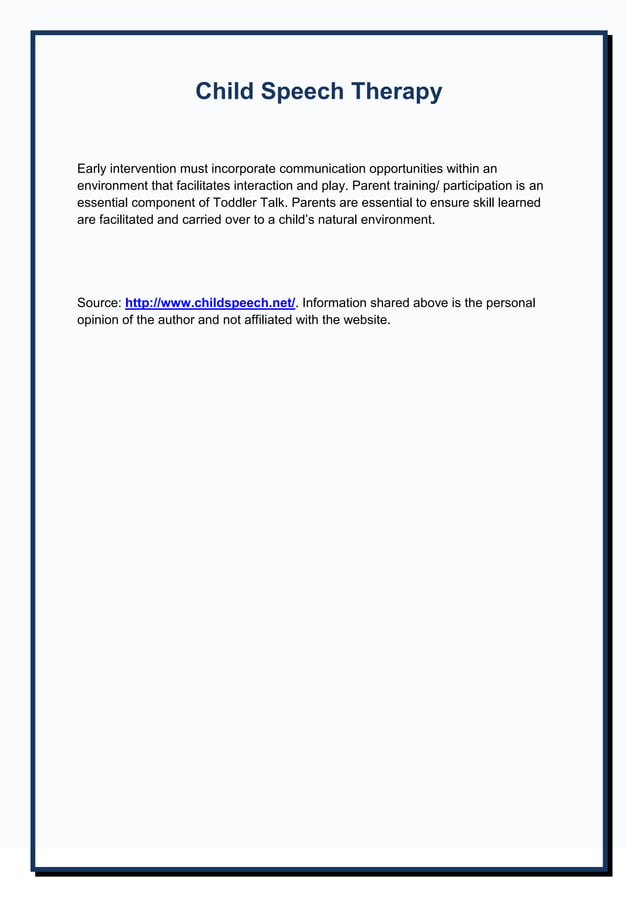 Child Speech Therapy | PDF