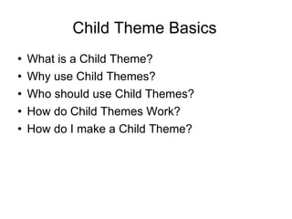 WordPress Child Themes | PPT