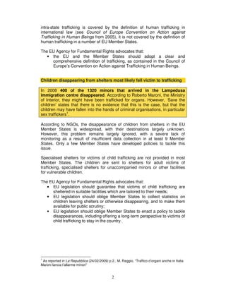 FRA - Child trafficking Media Release | PDF | Crime & Harmful Acts to ...