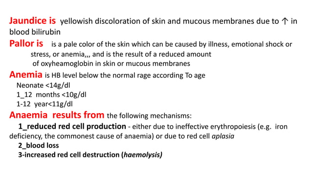 Child with pallor & jaundice (hemolytic anemia) | PPT