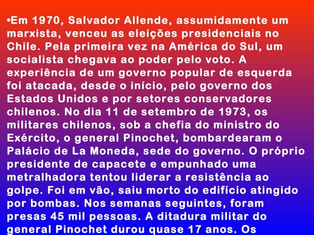Chile: Allende e golpe Pinochet | PPT