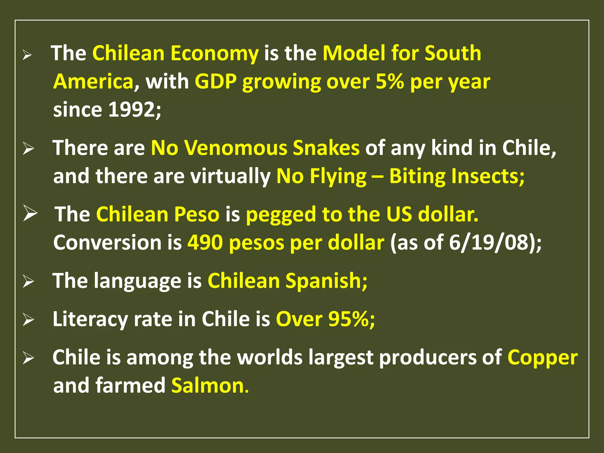 Chile General Info Ppt | PDF
