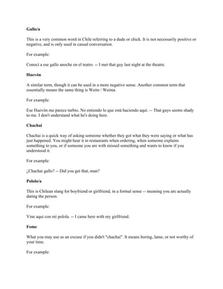 Chilean Slang Terms | PDF