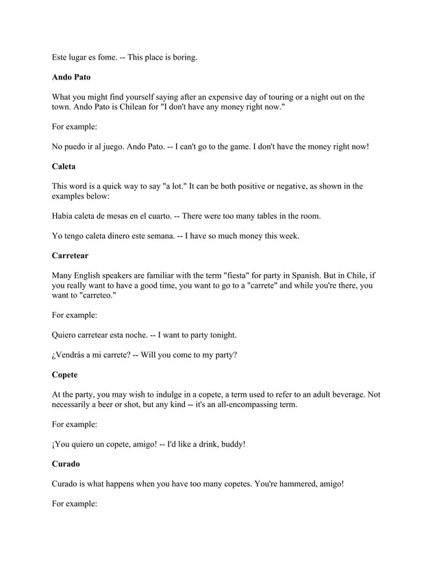 Chilean Slang Terms | PDF
