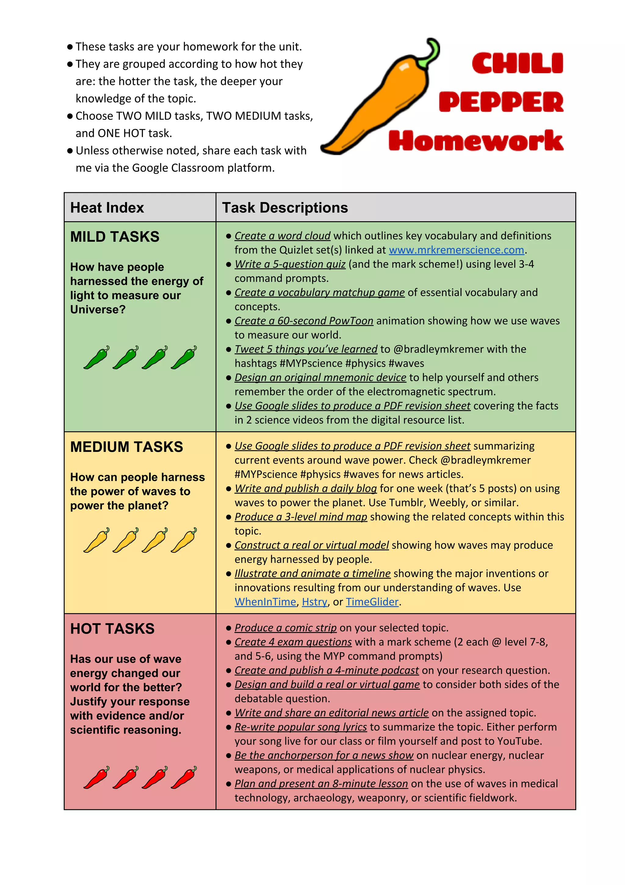 Chili pepper homework - Sound and light waves | PDF